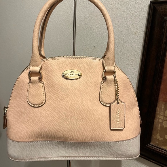 Coach | Bags | Coach Peach White Mini Domed Crossbody Satchel Bag Gold Hardware Euc | Poshmark